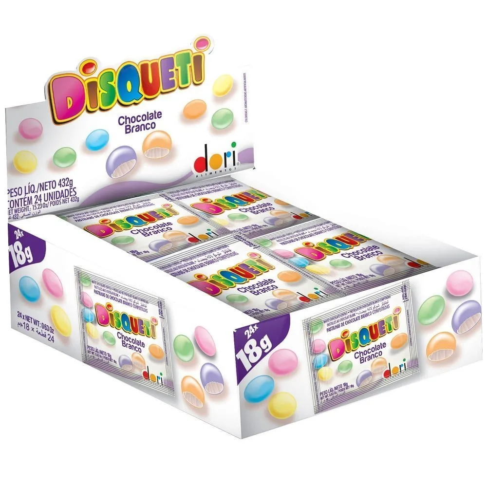 Pastilhas de Chocolate Confeitadas Coloreti Patati Patatá Jazam 18x18g ...
